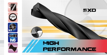 5xD - PK High Performance Carbide Drill - Carbon Steel 45HRC ↓ SPEED TIGER